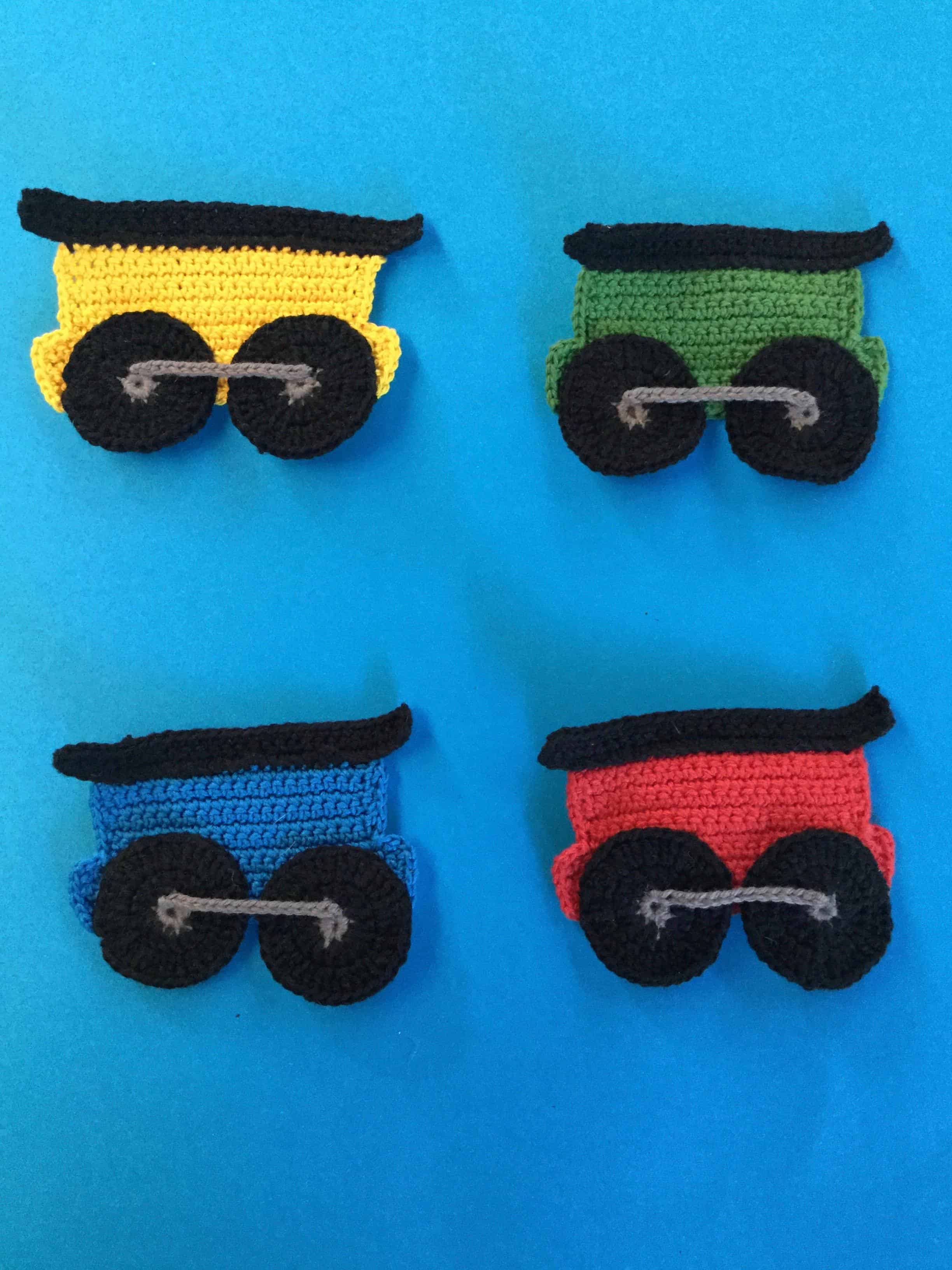 finished-crochet-train-carriage-group-portrait • Kerri's Crochet