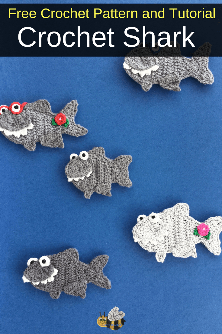 Shark Crochet Applique Pattern (UK Version) • Kerri's Crochet