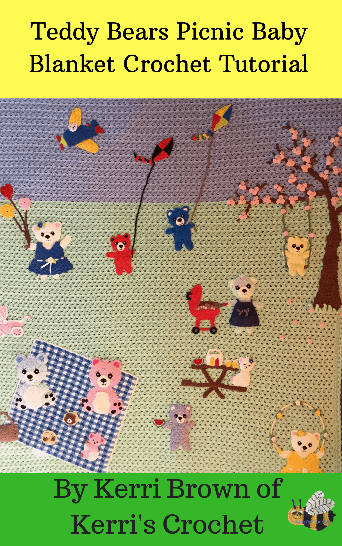 Teddy Bears Picnic Baby Blanket Crochet Tutorial • Kerri's Crochet