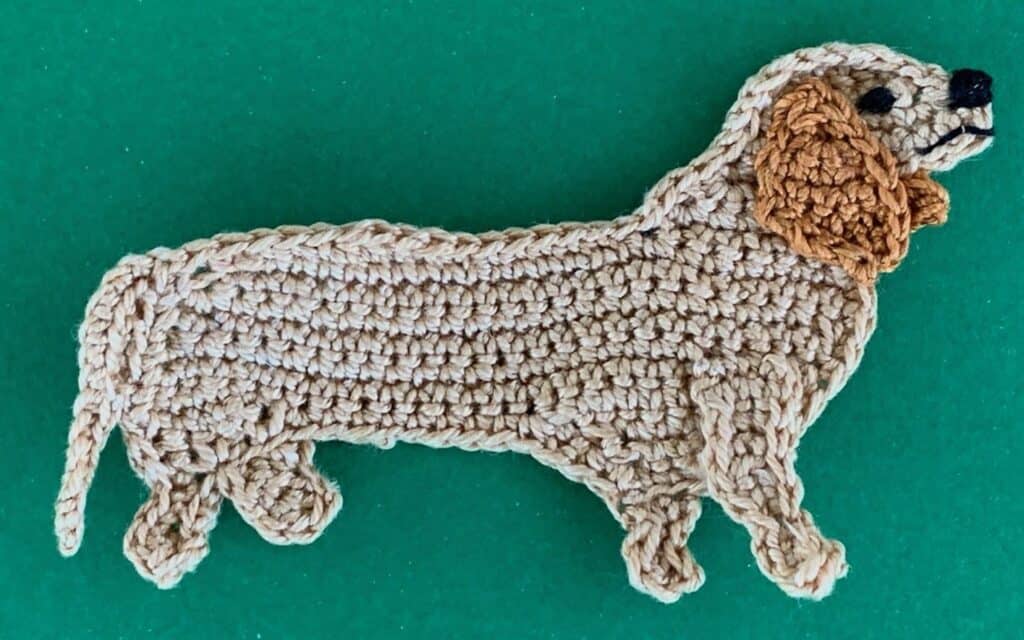 crochet-sausage-dog-2-ply-eyes-nose-and-mouth • Kerri's Crochet